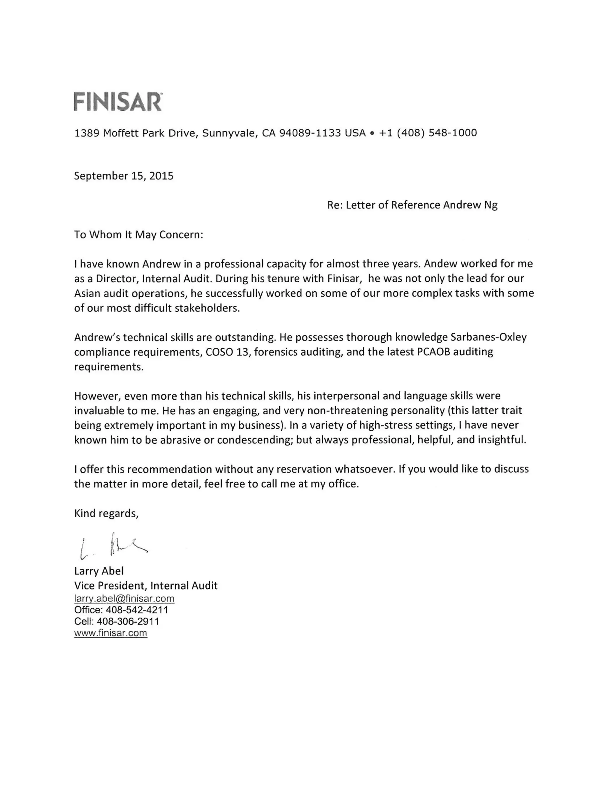 Andrew Ng Recommendation Letter from Larry Abel | PDF