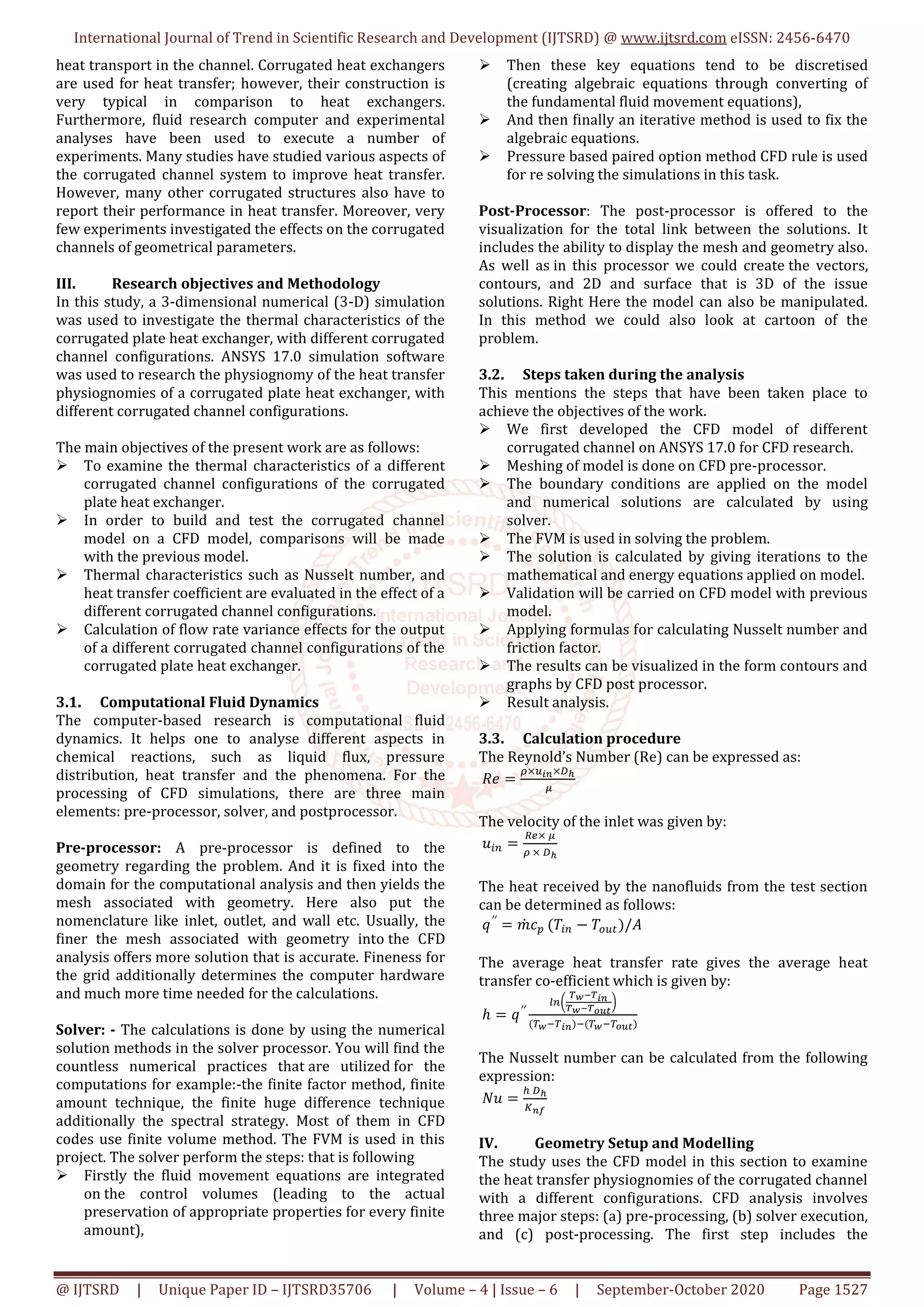 CFD Analysis for Heat Transfer Enhancement of a Corrugated Plate Heat Exchanger using Different ...