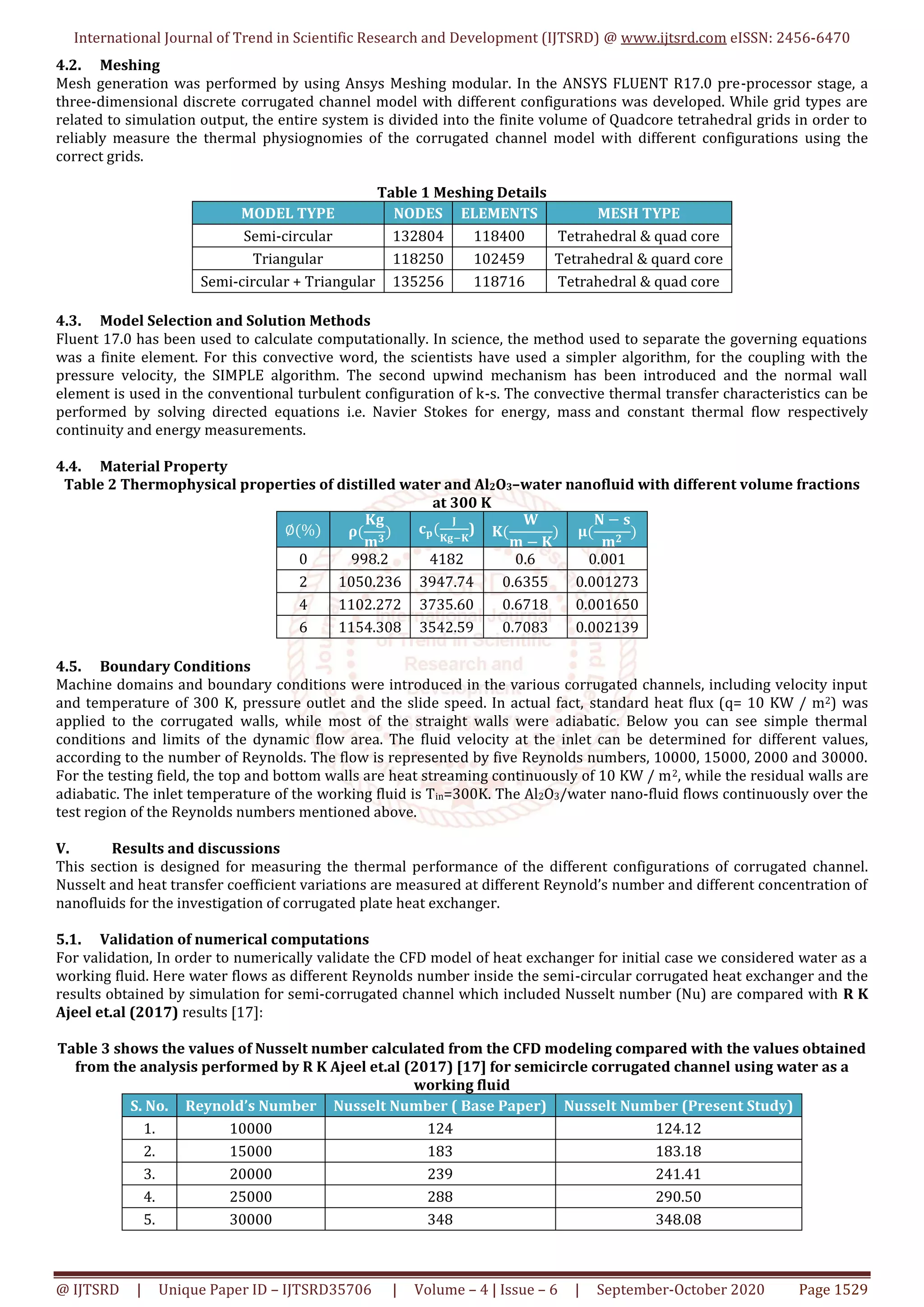 CFD Analysis for Heat Transfer Enhancement of a Corrugated Plate Heat Exchanger using Different ...