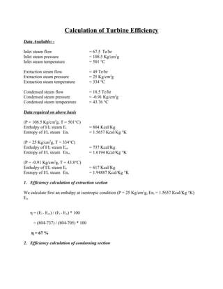 Calculation of Turbine Efficiency | DOC