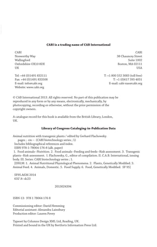 Animal Nutrition With Transgenic Plants Cabi Biotechnology Series 1 Uk ...