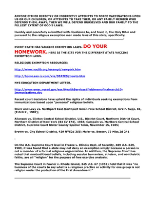 VACCINE EXEMPTION MEMORANDUM OF LAW | DOC