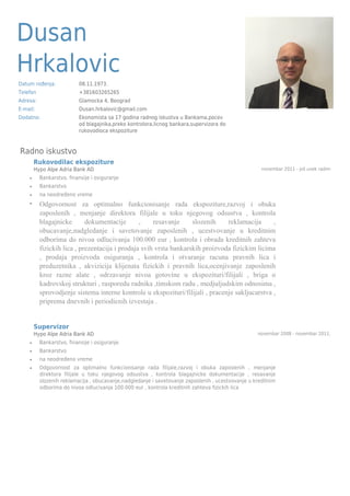 Dusan.Hrkalovic-CV | PDF