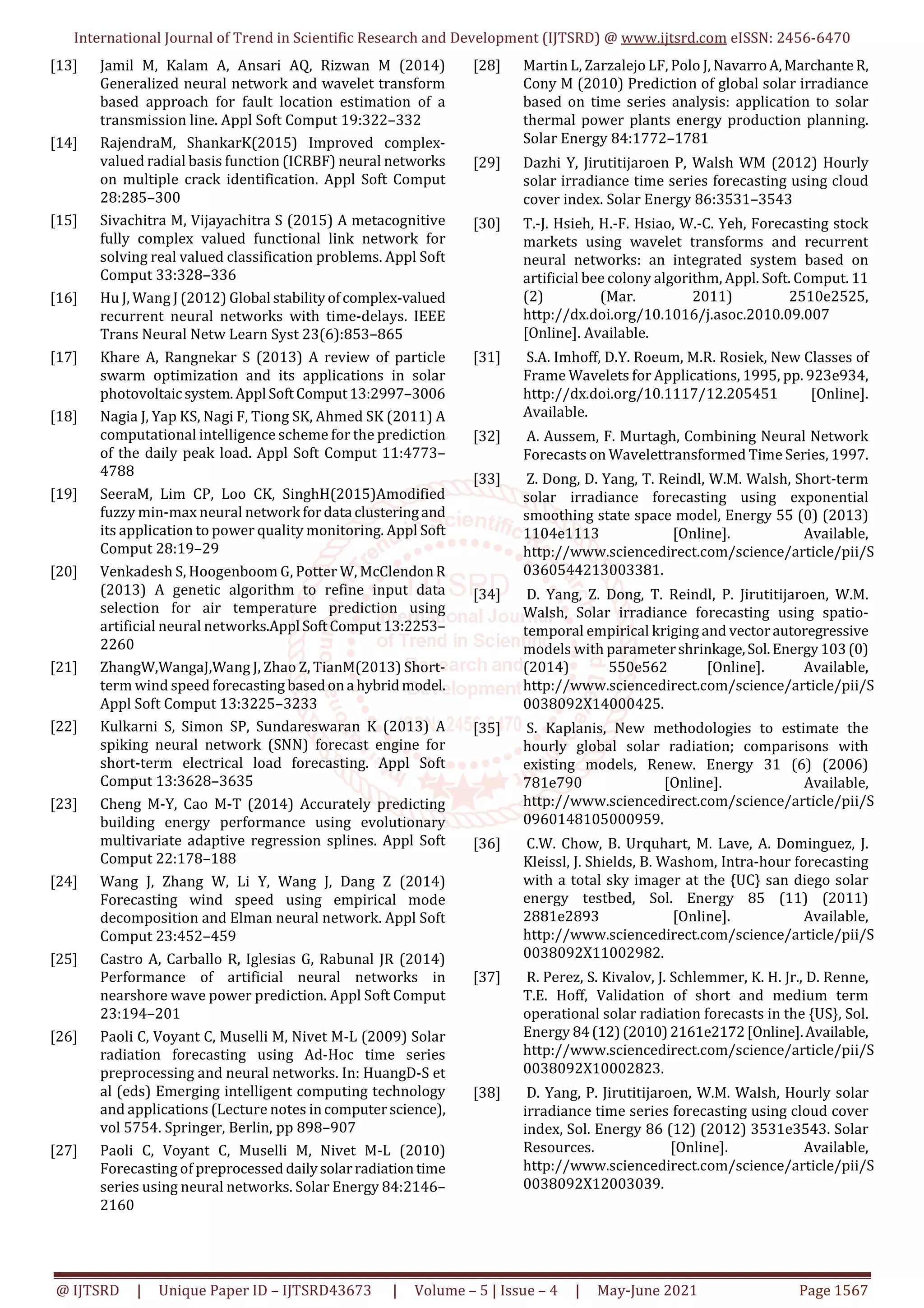 Solar Irradiation Prediction Using Back Propagation And Artificial Neural Network Pdf