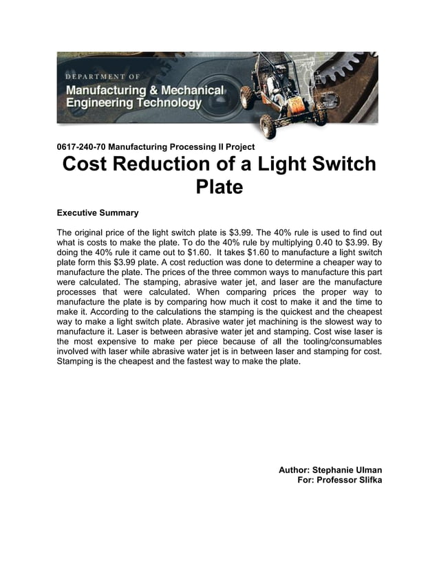 Cost Reduction Project | PDF