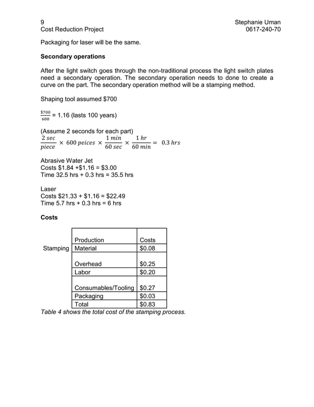 Cost Reduction Project | PDF