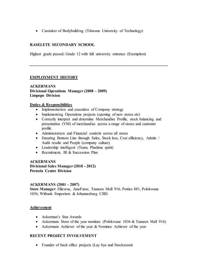 CV - Thabo Mashita | DOCX | Business Administration | Business