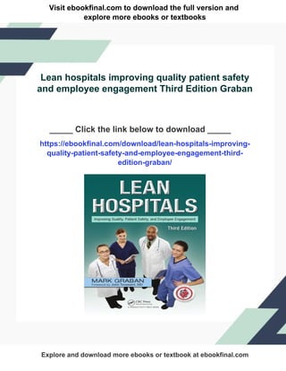 Lean hospitals improving quality patient safety and employee engagement ...