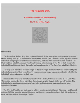 The Requisite Order Of Nine Angles Order Of Nine Angles | PDF