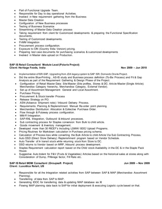 Priyanka_SAP Retail Consultant (1) | DOCX | Retail Industry | Industries