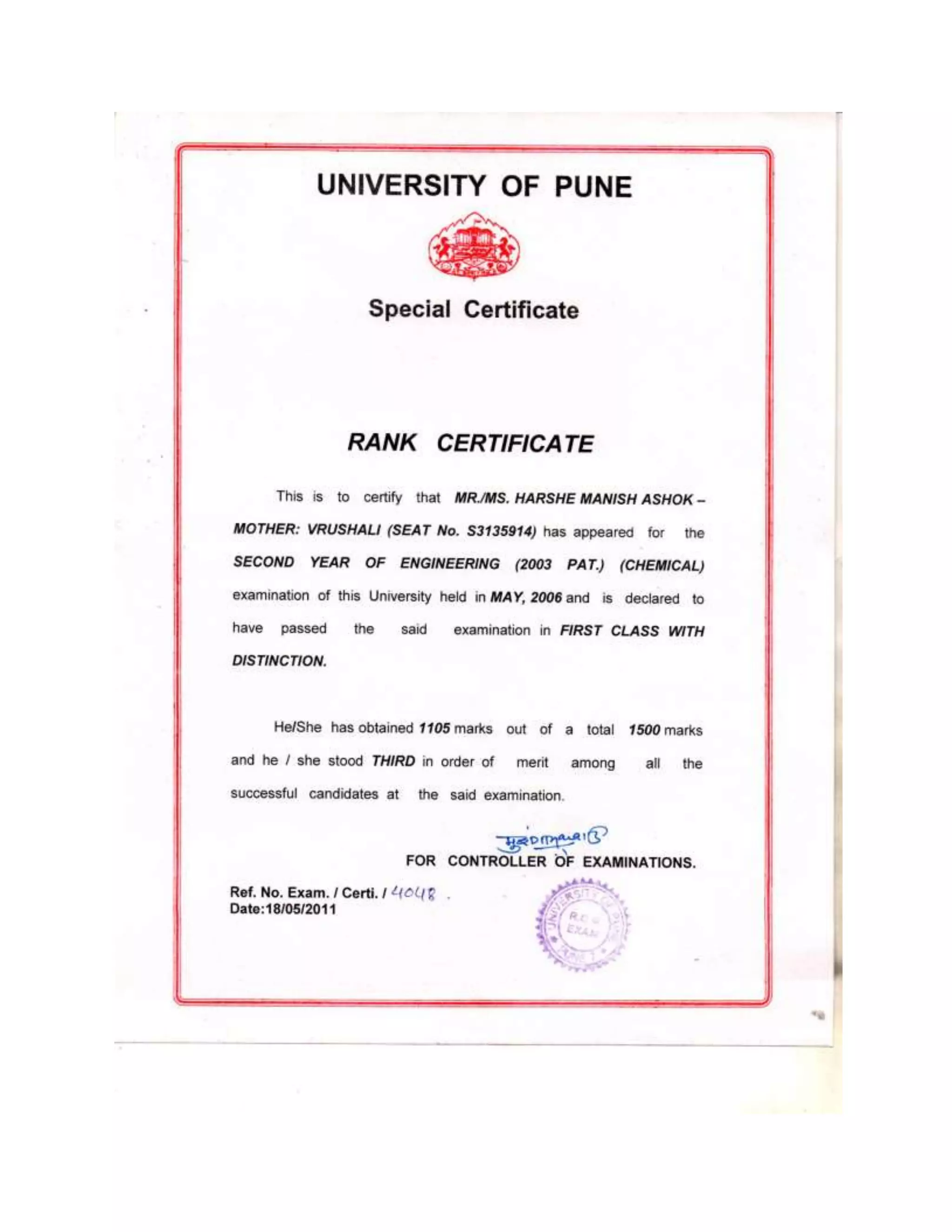 Rank certificates | DOCX