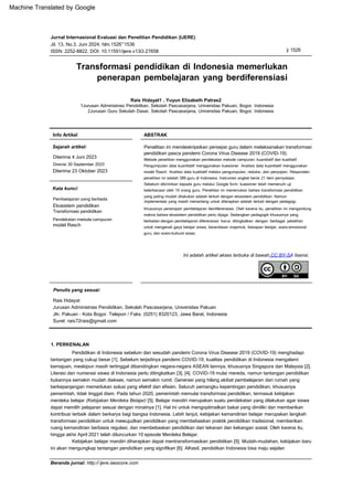 Transformasi Pendidikan di Indonesia pada tahun 2022 | PDF