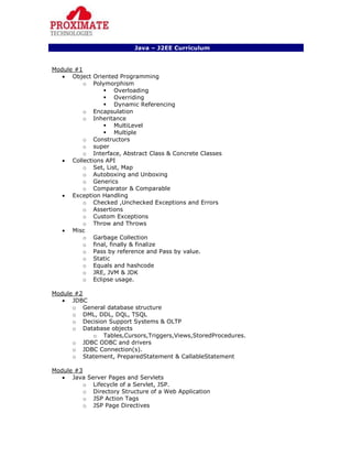 276626961 java-j2 ee-course-curriculum-modular | PDF | Web Development | Internet