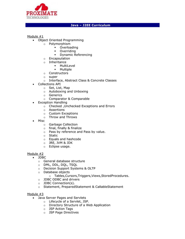 276626961 java-j2 ee-course-curriculum-modular | PDF | Web Development ...