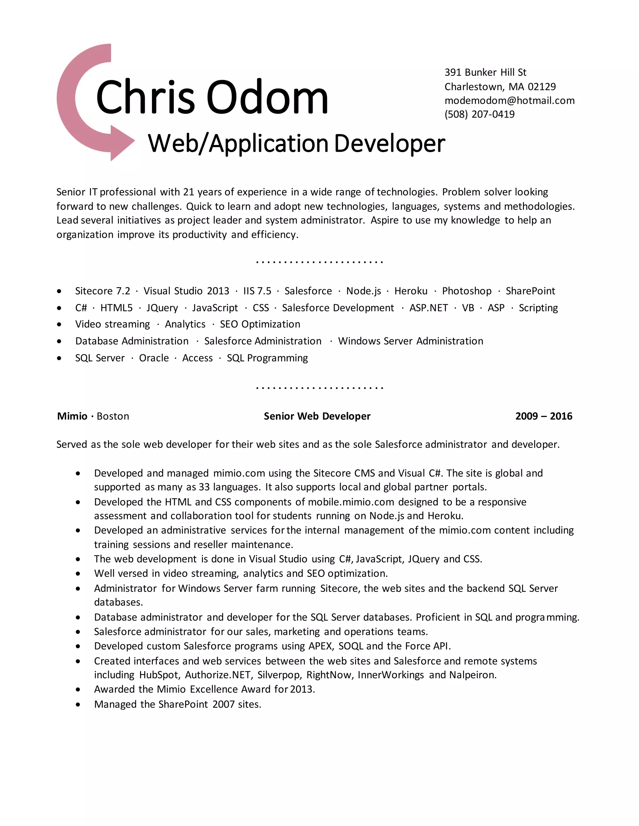 Chris Odom 2016 Resume | PDF
