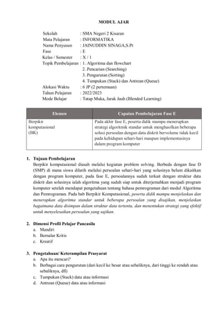 Modul-Ajar_Informatika_X_Berpikir-Komputasional-dan-LKPD | PDF