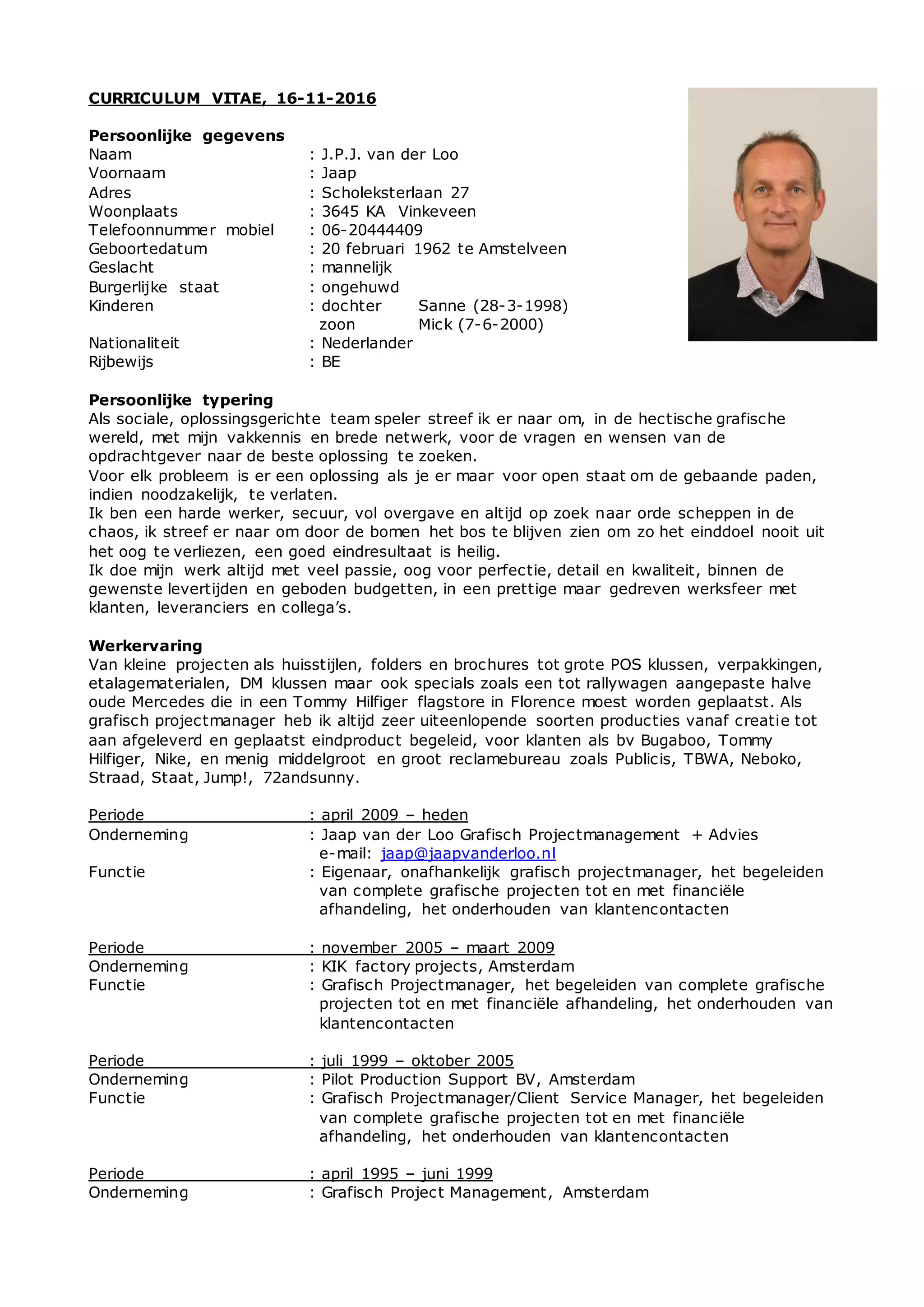 CV Jaap van der Loo | PDF