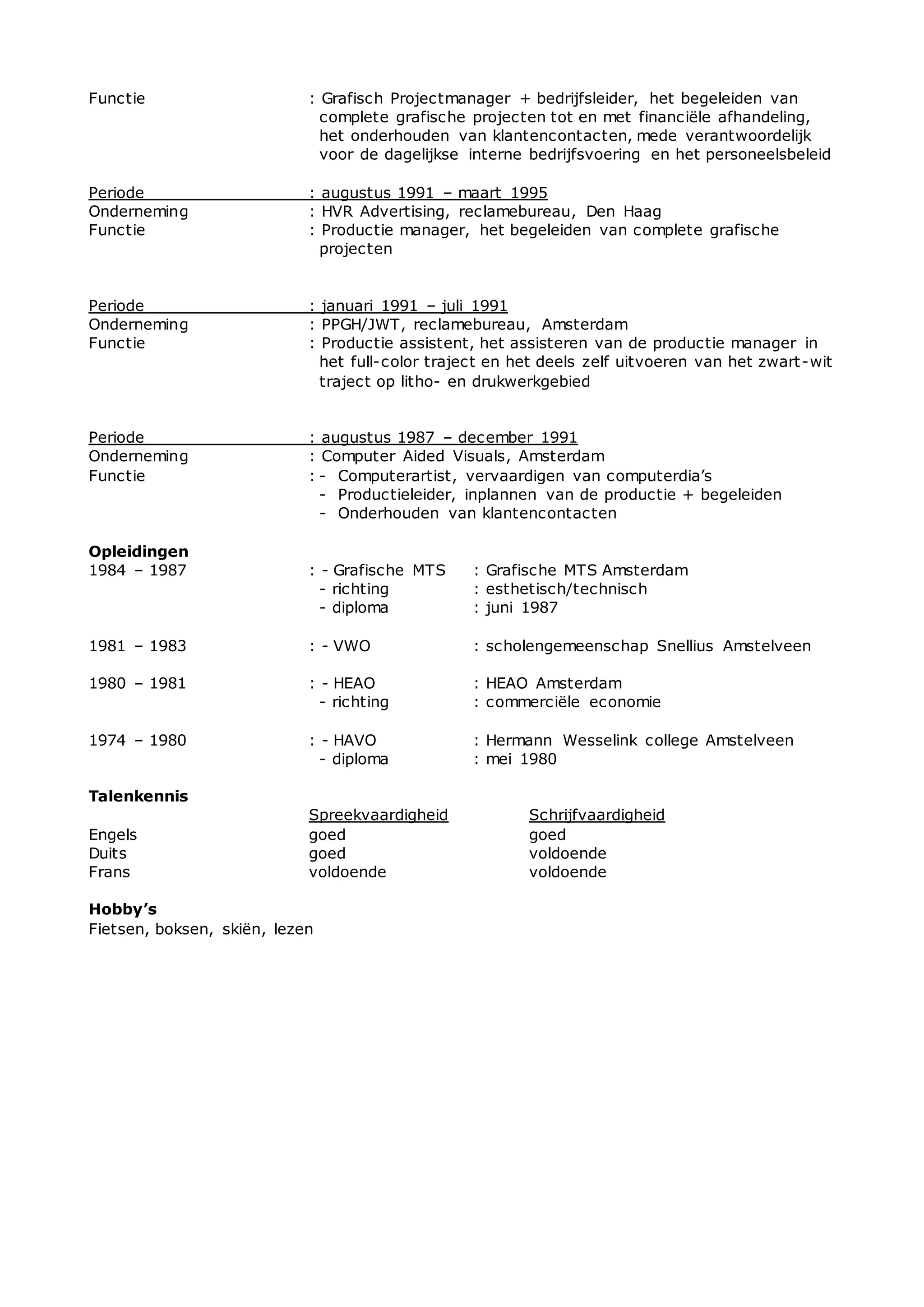 CV Jaap van der Loo | PDF