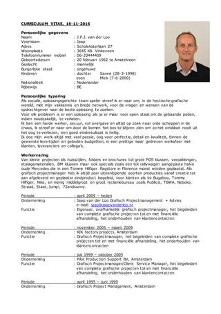 CV Jaap van der Loo | PDF | Business | Business and Finance