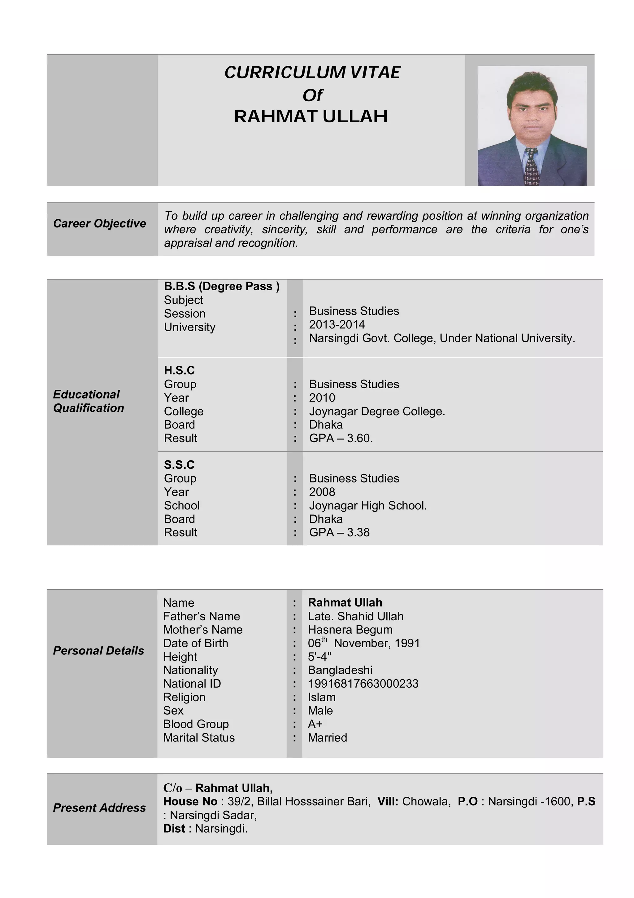cv of Rahmat Ullah 2 | PDF