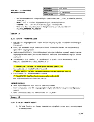 TED Talk Unit Plan 2 | DOCX | Homework and Study | Education