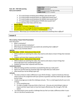 TED Talk Unit Plan 2 | DOCX | Homework and Study | Education