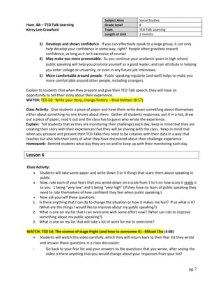 TED Talk Unit Plan 2 | DOCX | Homework and Study | Education