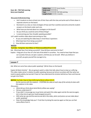 TED Talk Unit Plan 2 | DOCX | Homework and Study | Education