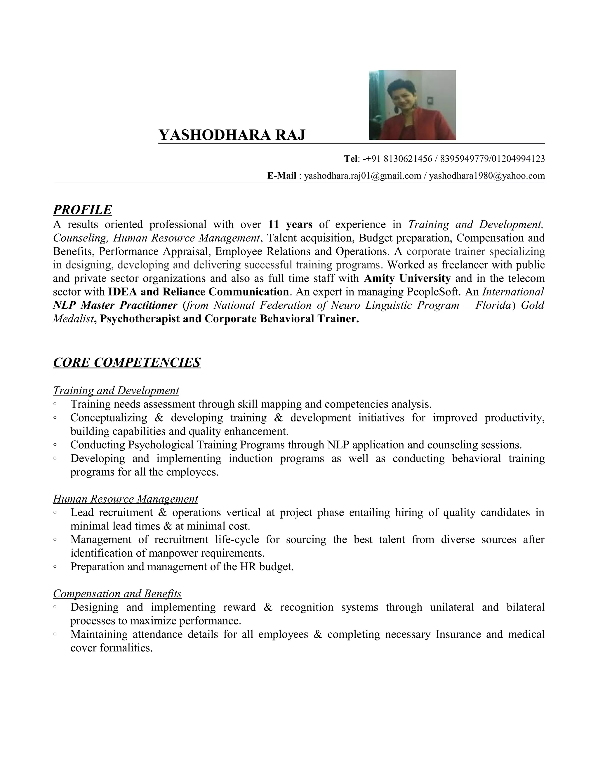 Yashodhara Raj CV - updated | PDF