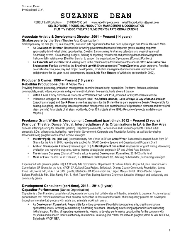 SUZANNE DEAN.CV 15 | PDF | Video Production | Content Production