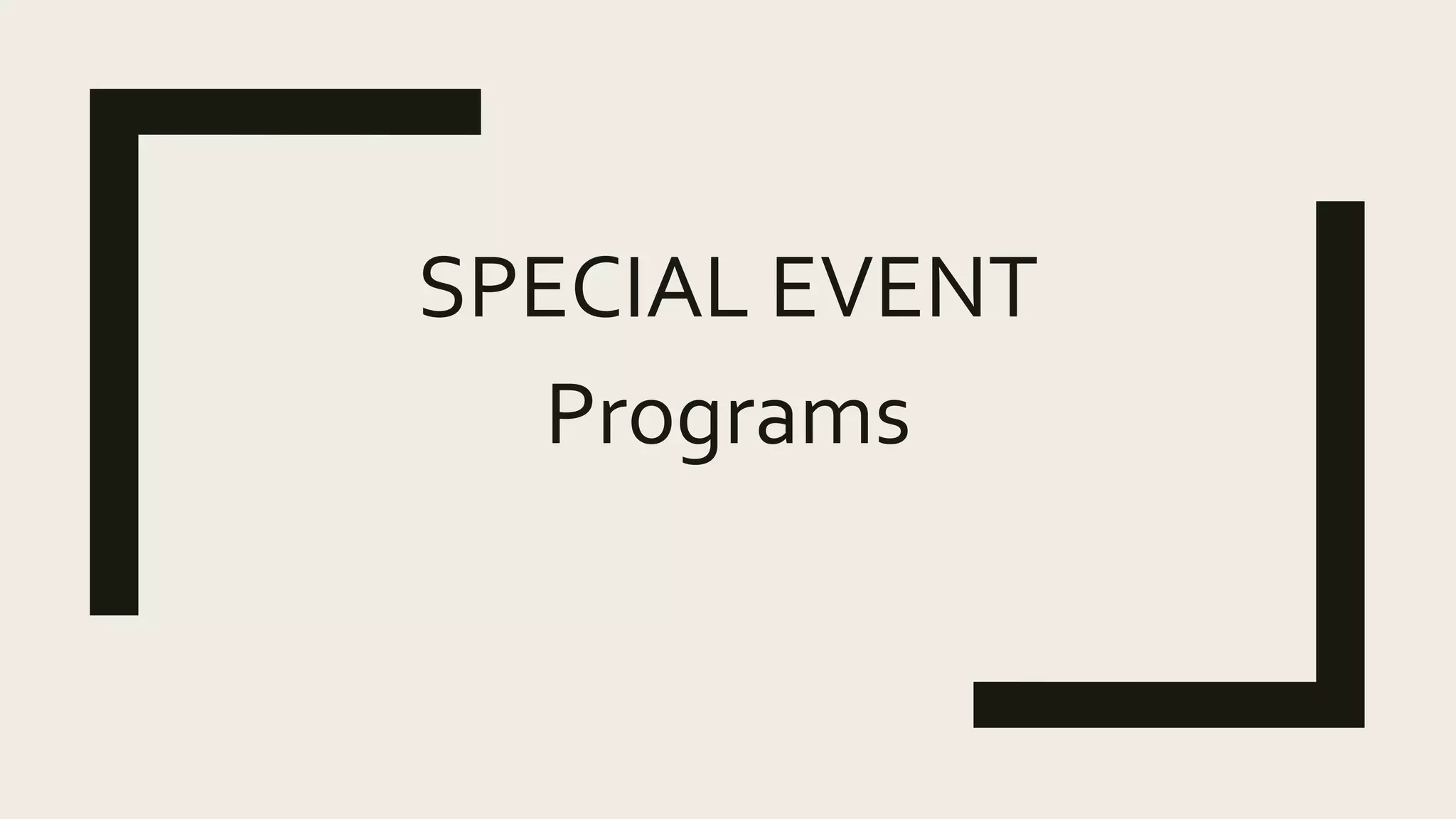 Special Event Programs | PPT