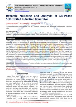 Dynamic Modeling and Analysis of Six-Phase Self-Excited Induction ...
