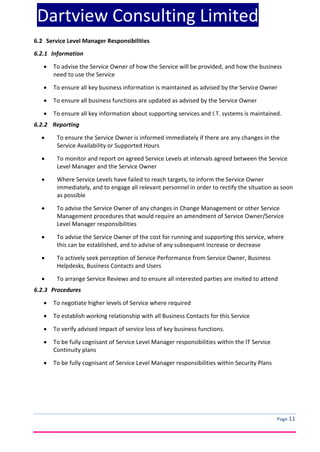 Operational Level Agreement Template Itil