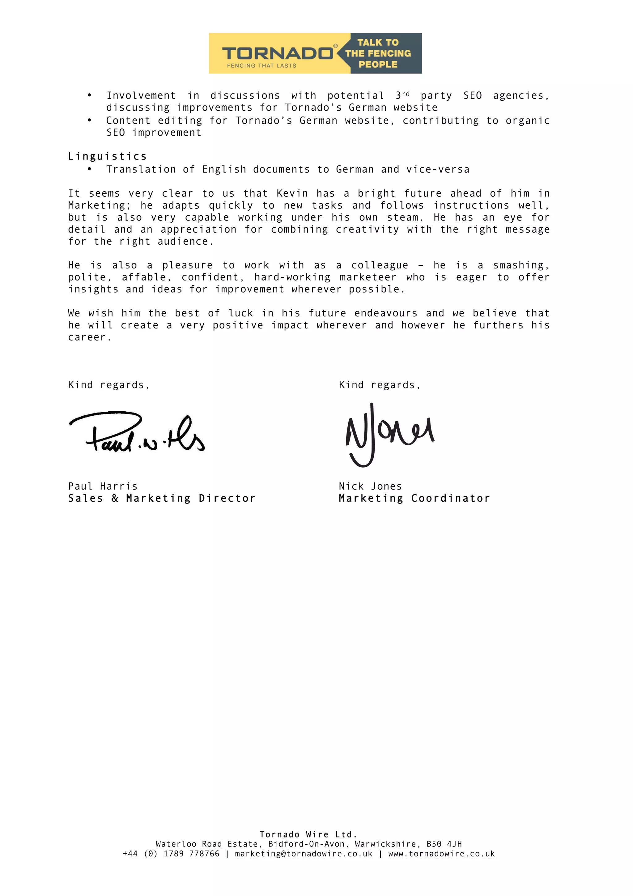 Kevin reference letter | PDF