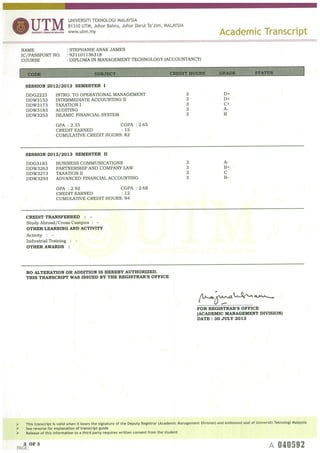 Academic Transcript_Pg 3 of 3 | PDF