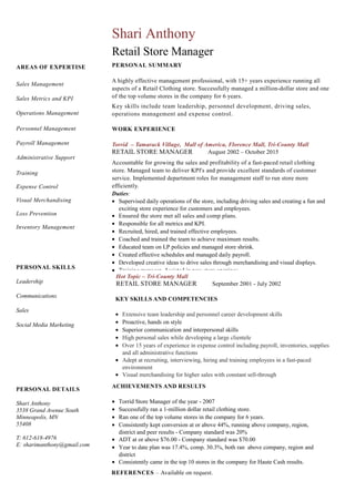 Shari Resume 1 | DOC