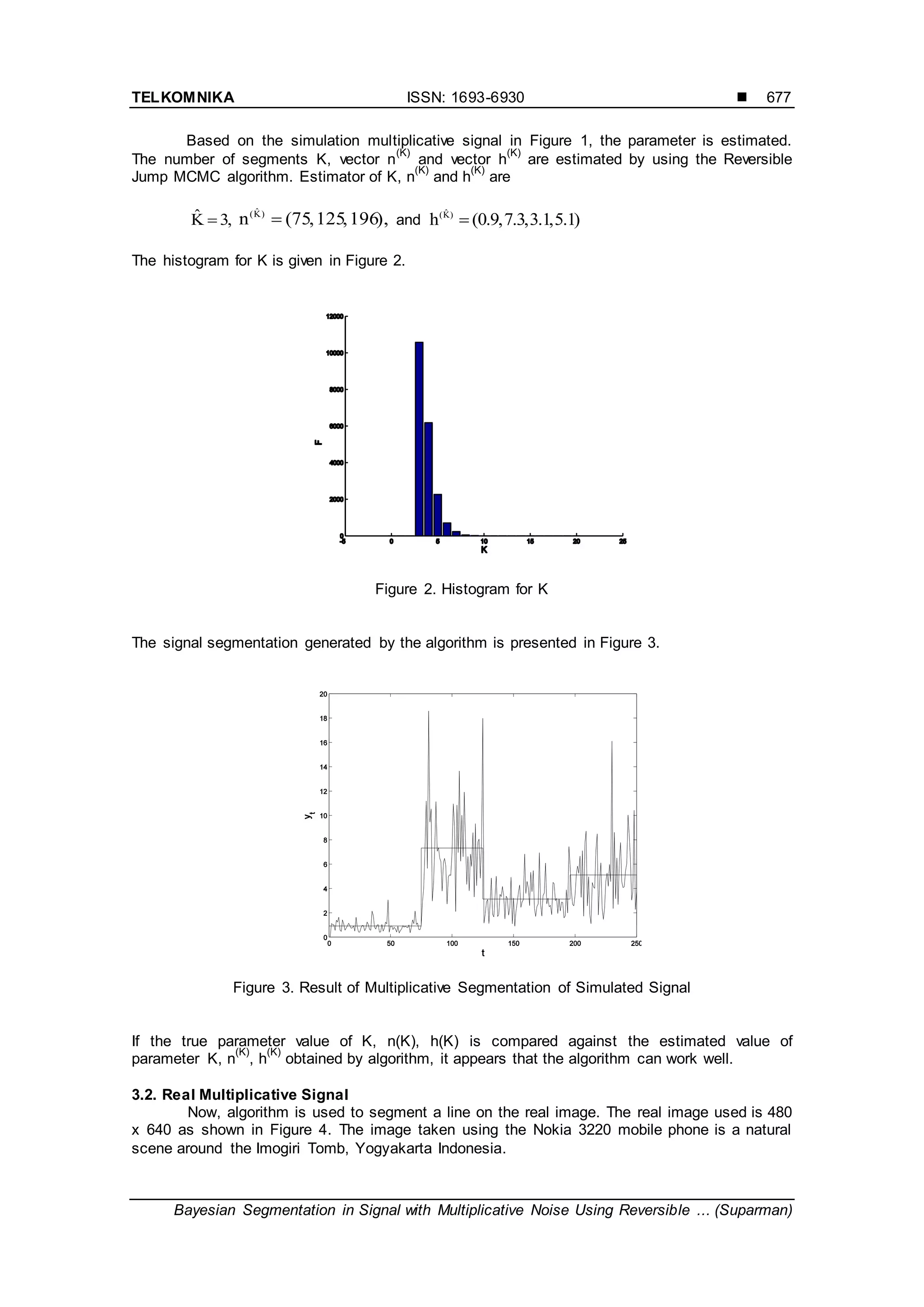 Bayesian Segmentation In Signal With Multiplicative Noise Using