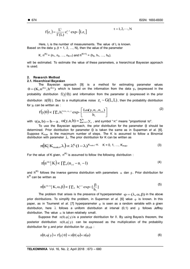 Bayesian Segmentation In Signal With Multiplicative Noise Using