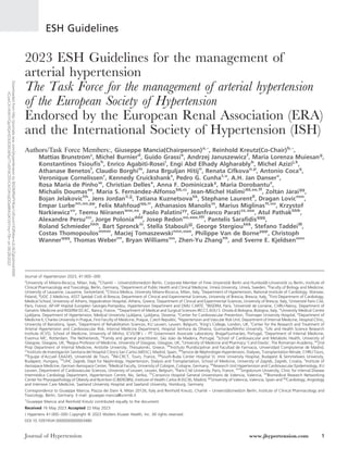 2023 Esh Guidelines For The Management Of Arterial Hypertension Esh | PDF