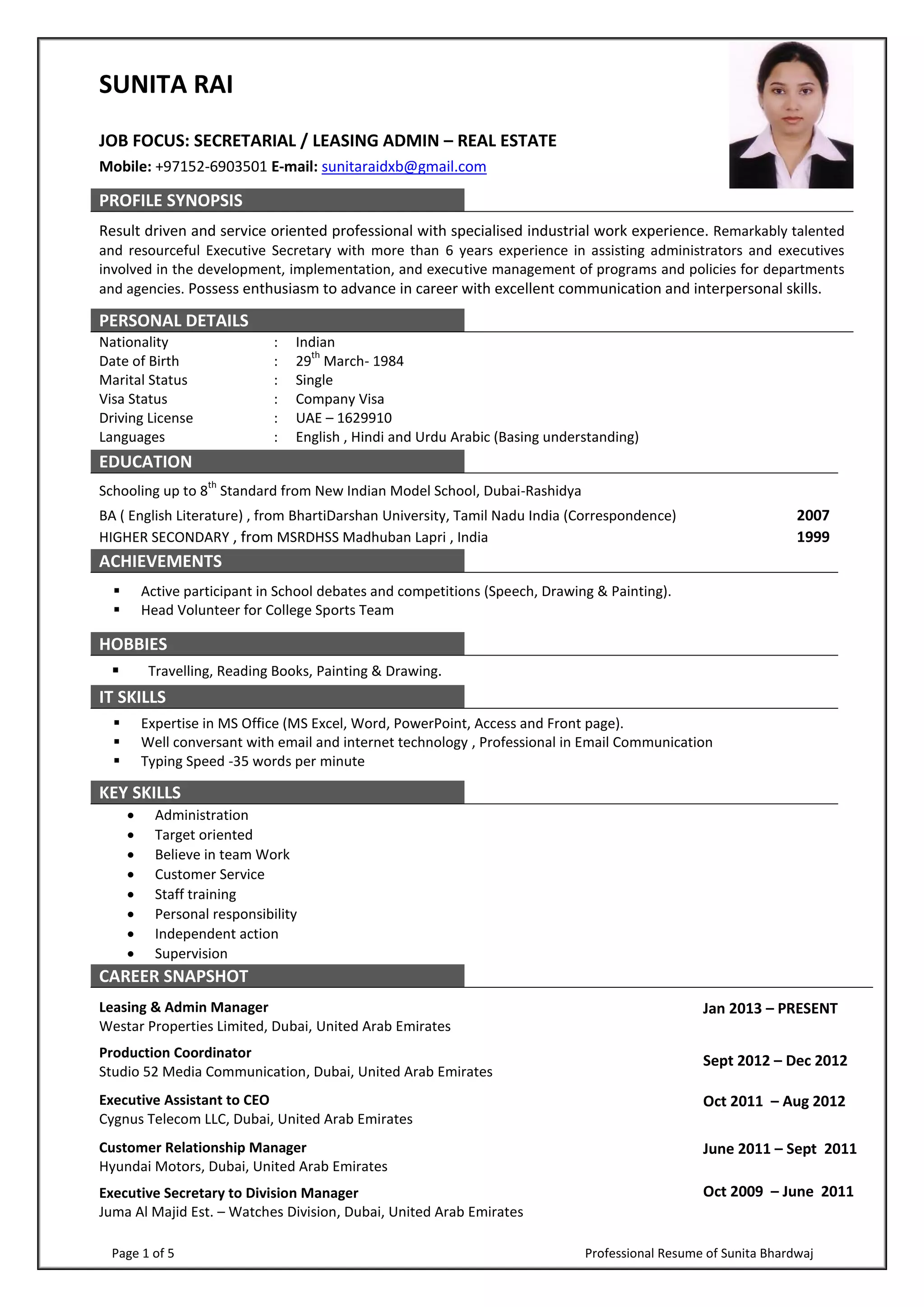 Updated Resume - Sunita Rai | PDF