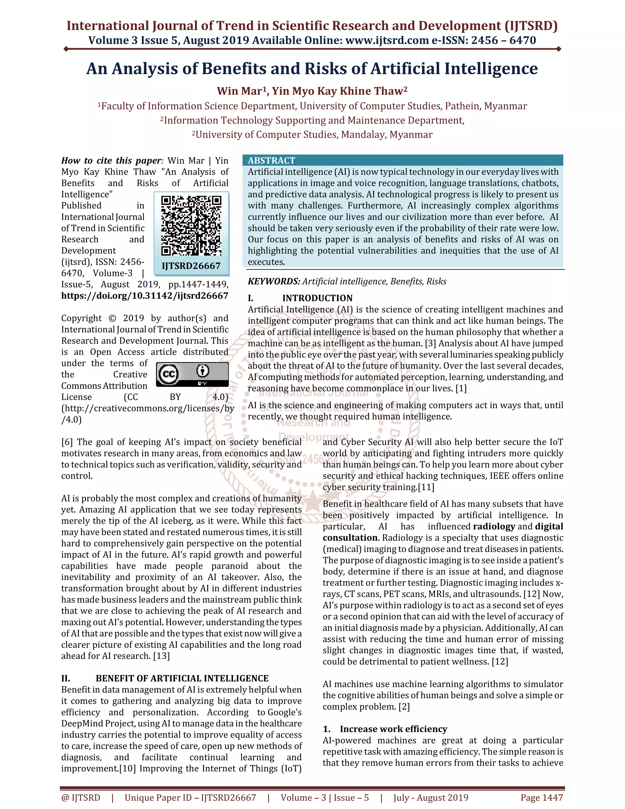 An Analysis of Benefits and Risks of Artificial Intelligence | PDF | Technology Industry ...