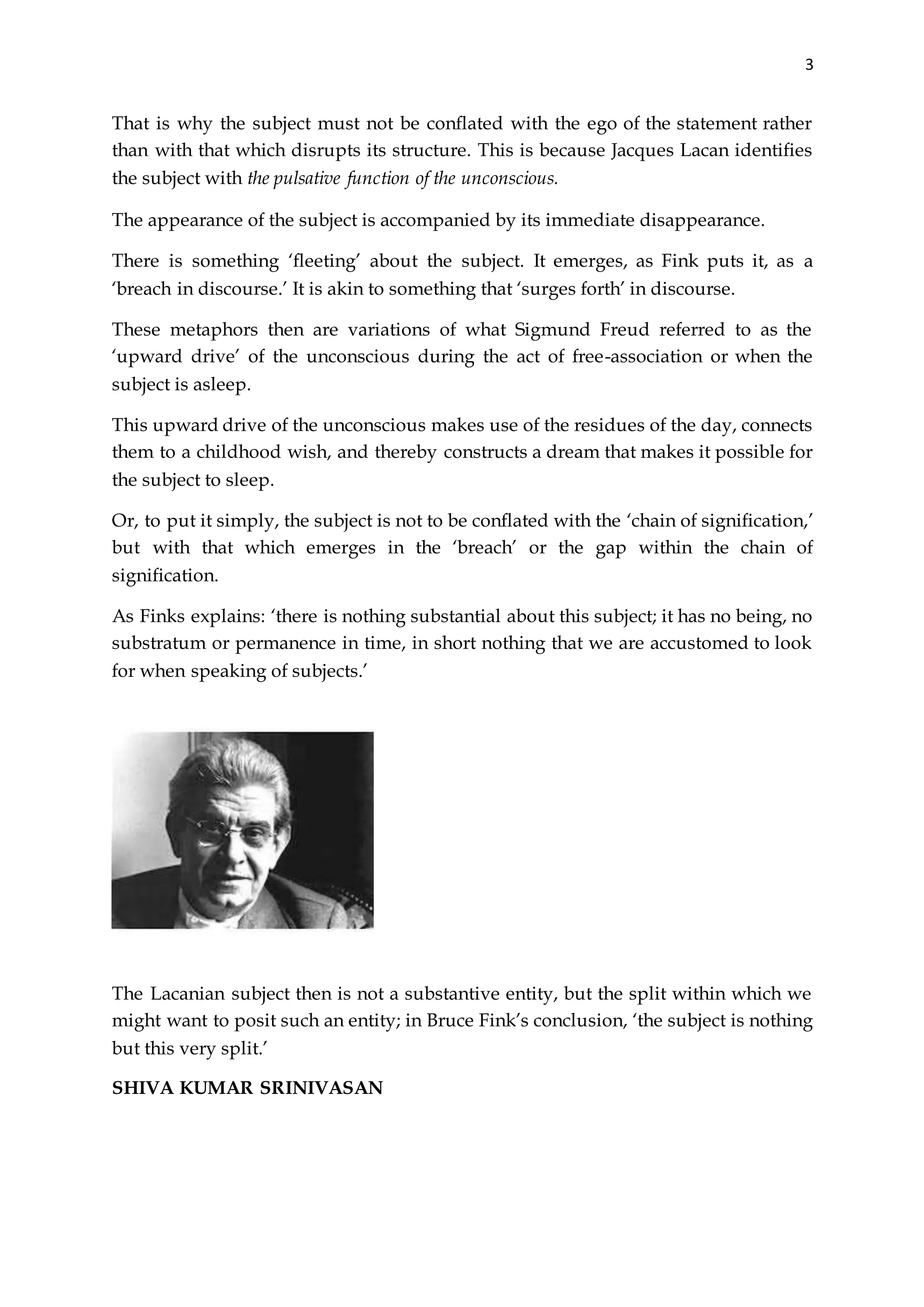 Bruce Fink on 'The Lacanian Subject' | PDF