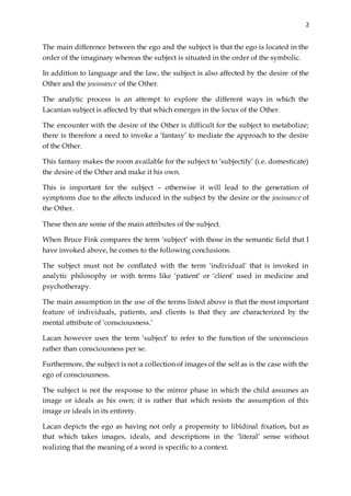 Bruce Fink on 'The Lacanian Subject' | DOCX