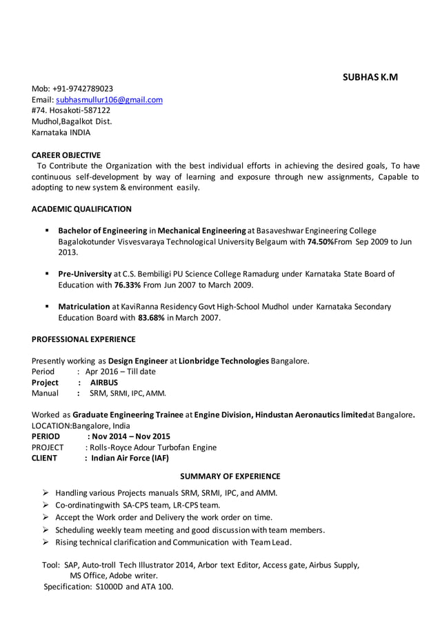 Subhas Resume EXP | PDF