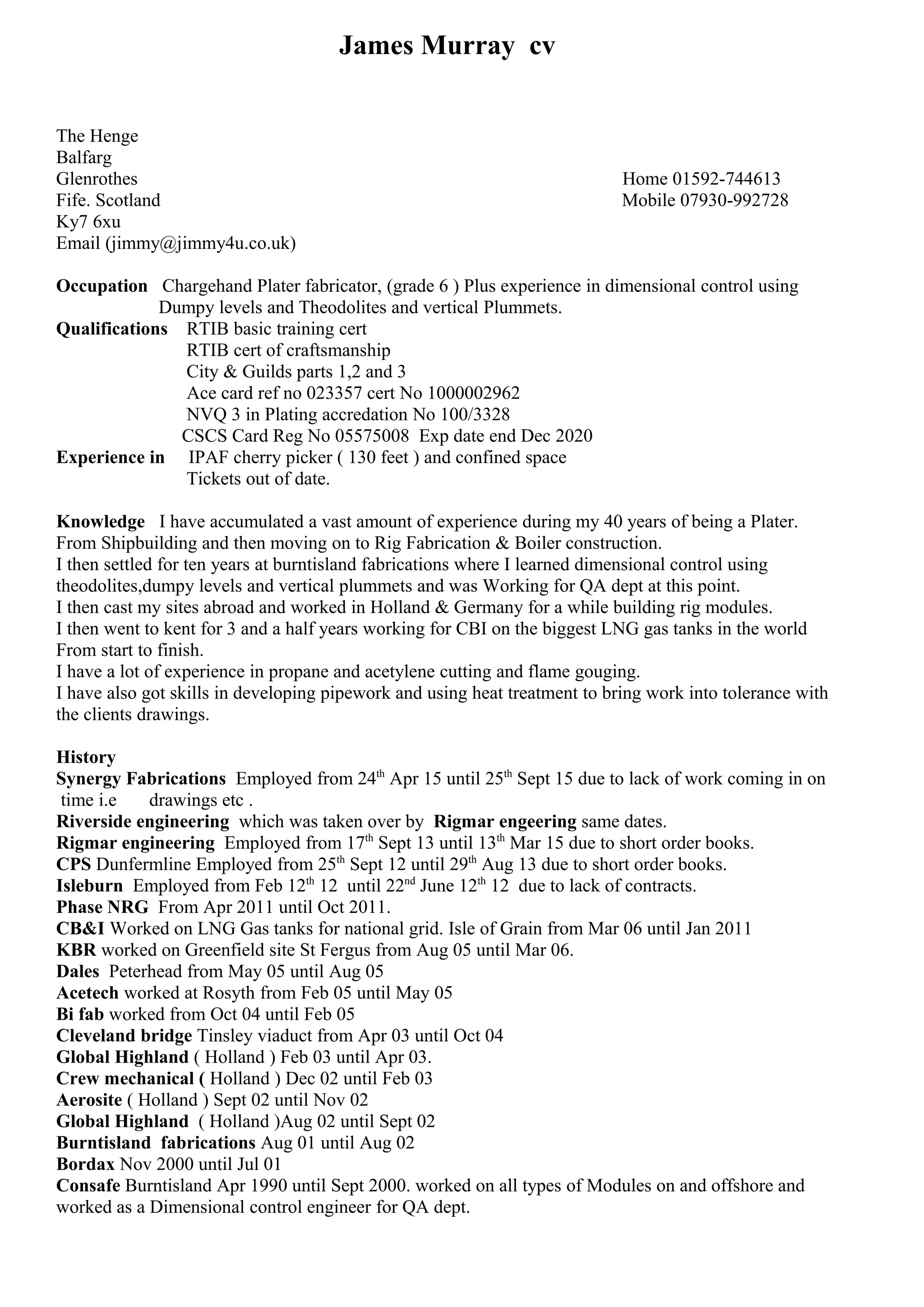 James Murray cv new | DOC