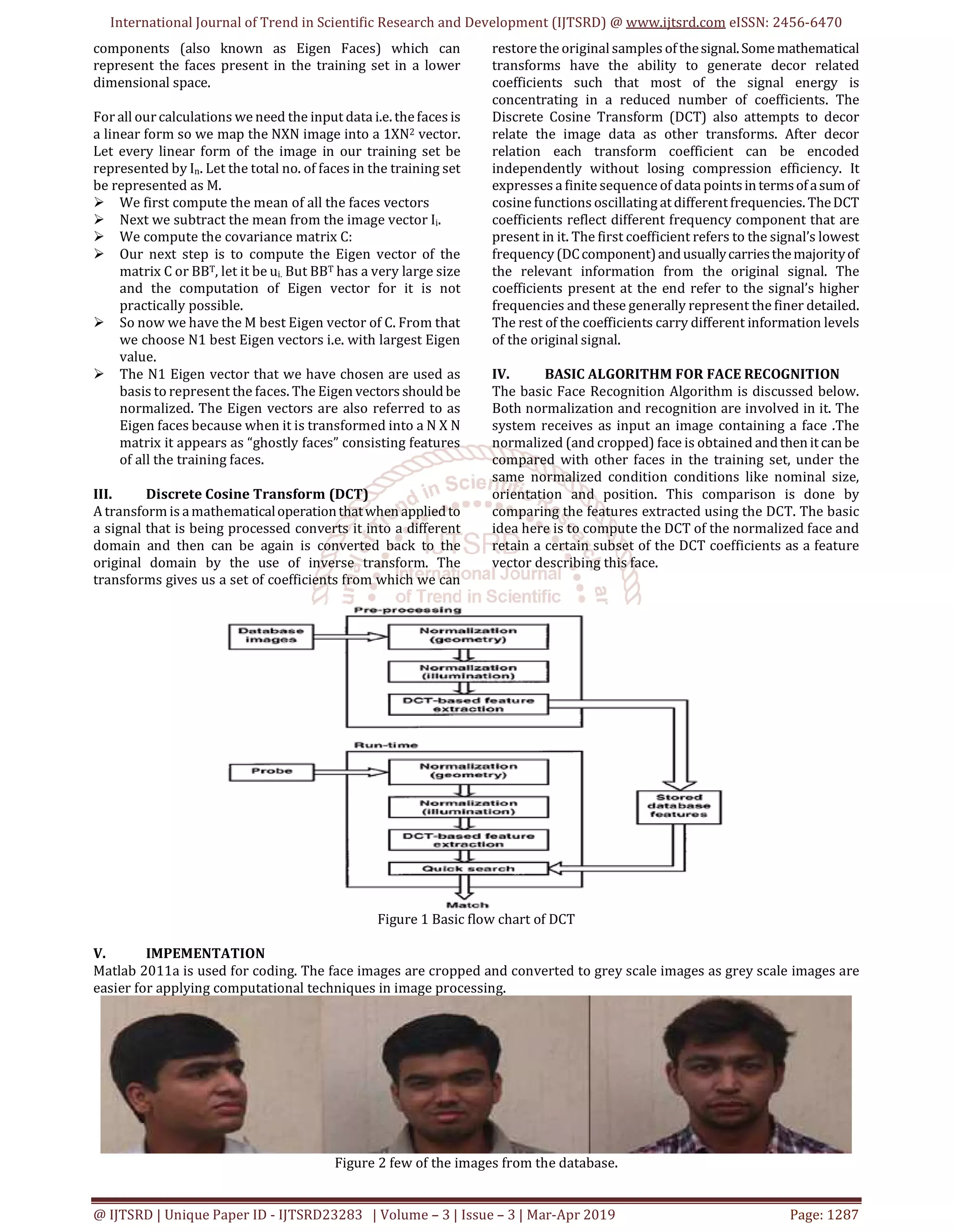 Pca And Dct Based Approach For Face Recognition Pdf