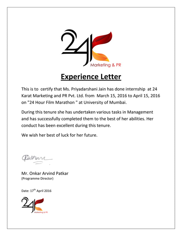 Experience Letter | PDF