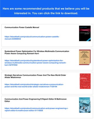 Communication Power 2nd Edition Manuel Castells | PDF