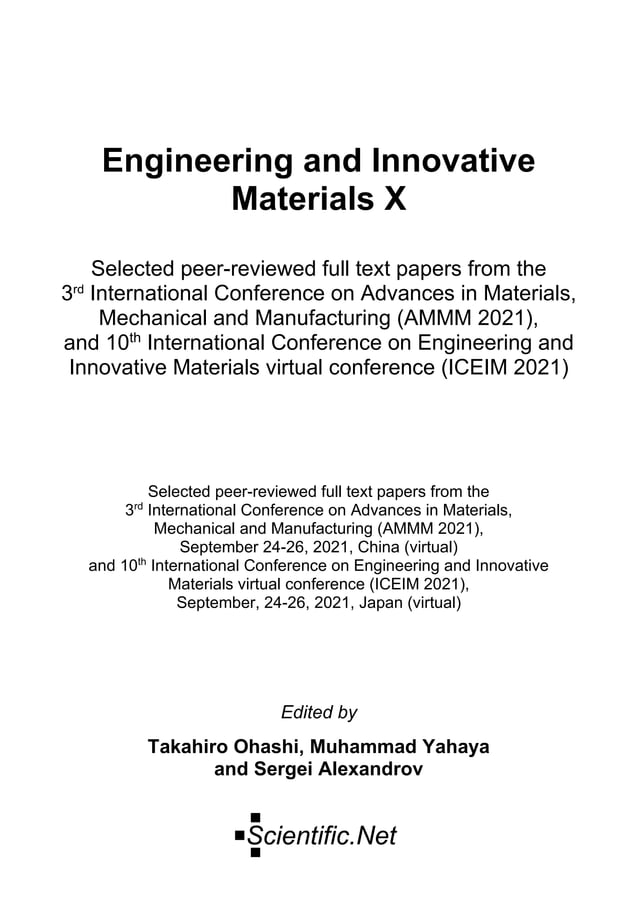 Engineering And Innovative Materials X Takahiro Ohashi Muhammad Yahaya | PDF