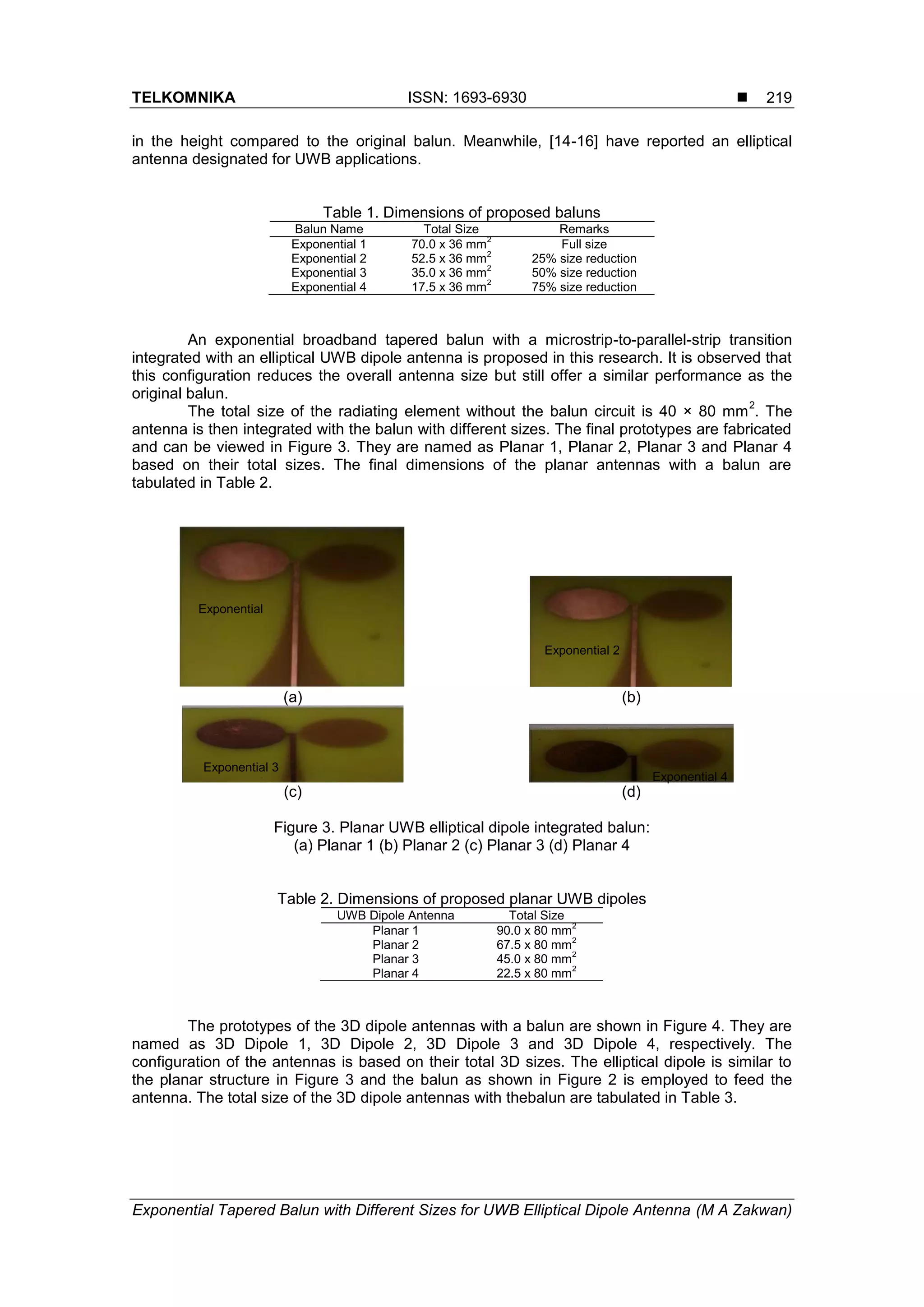 Exponential Tapered Balun with Different Sizes for UWB Elliptical ...